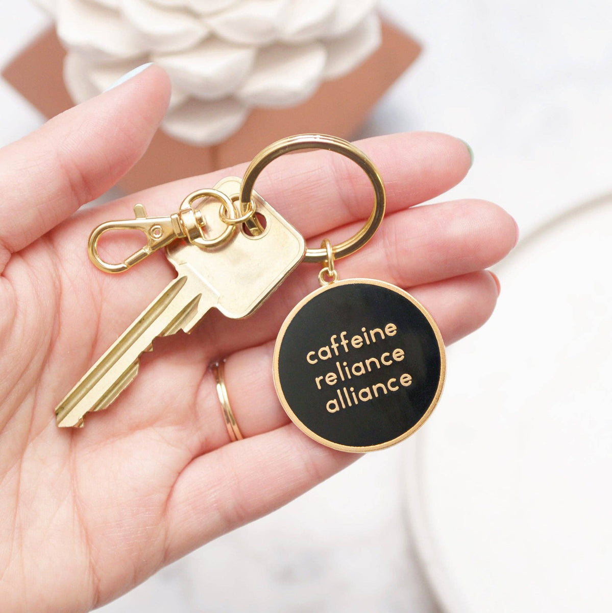 Caffeine Reliance Alliance - Enamel Keyring – Blood Cancer UK Shop
