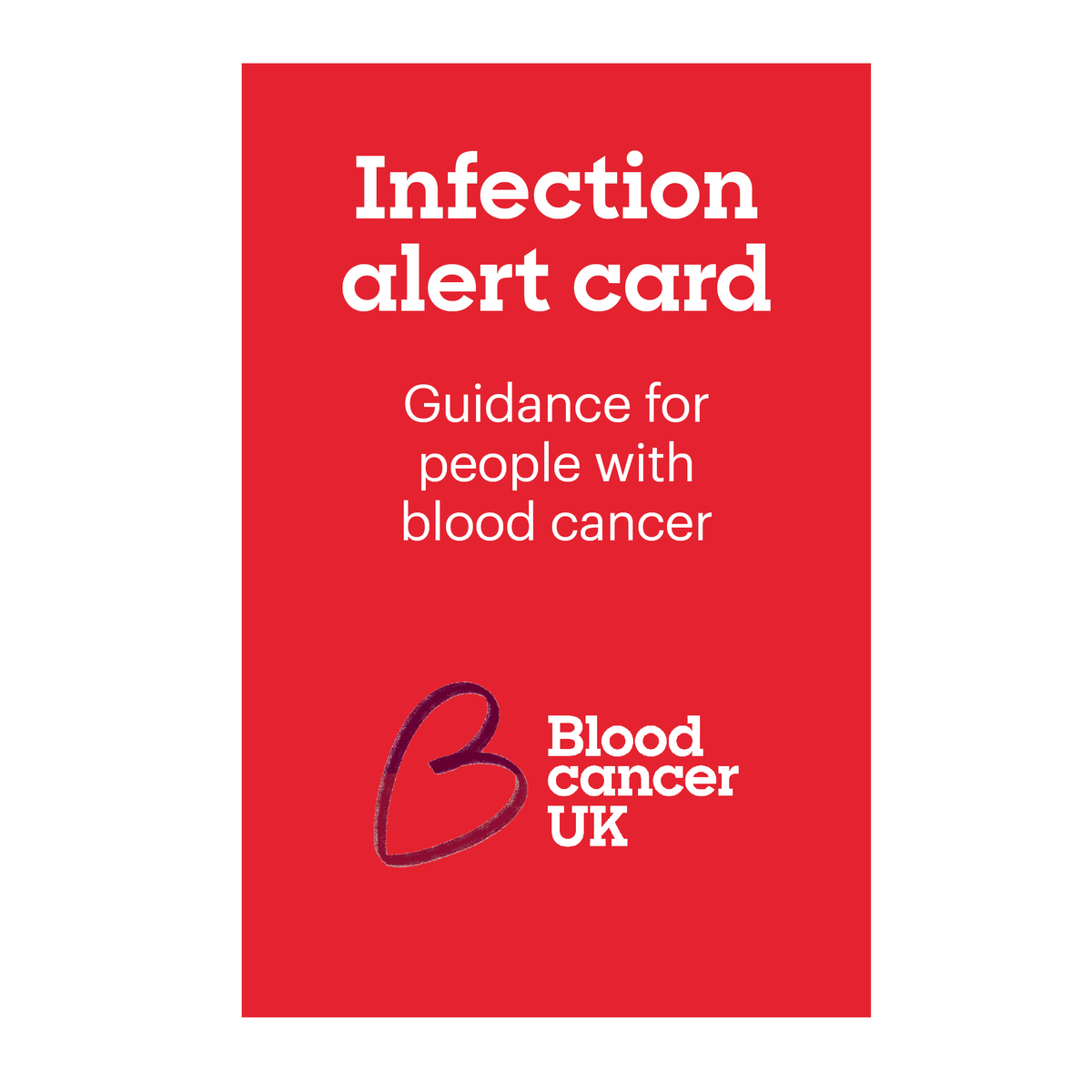 Blood cancer infection alert card | Blood Cancer UK Shop
